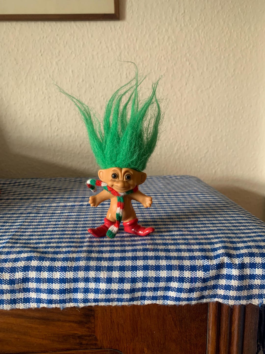 Vintage, Russ, Green Hair, Elf, Troll, Doll, Figure, In, Red Boots, Hat ...