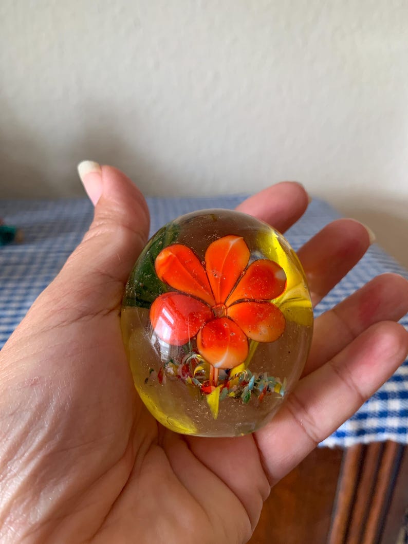 Vintage, 1970's, Multicoloured, Floral, Glass, Paperweight, Figurine ...