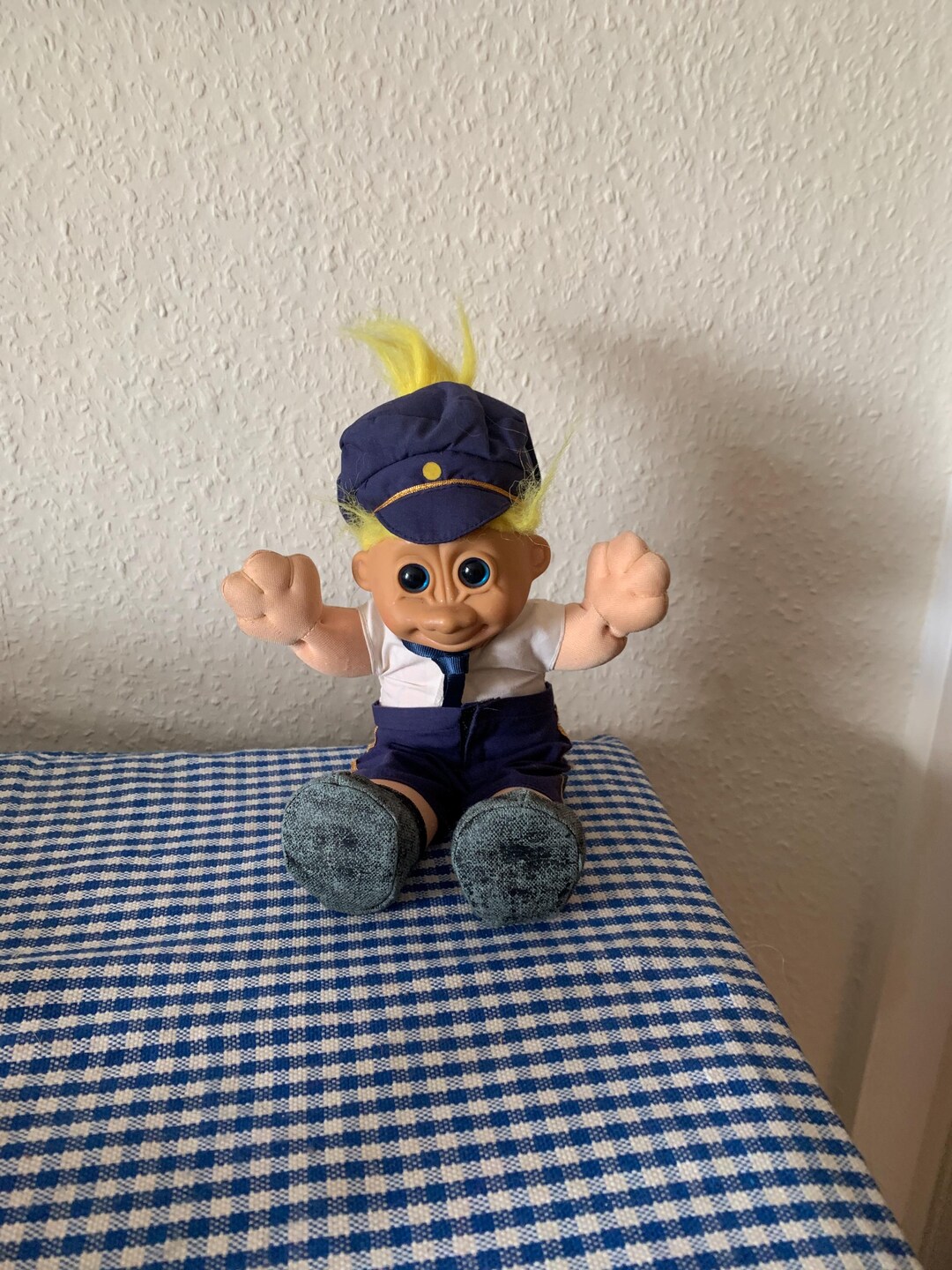 Vintage, Russ, Yellow Hair, Soft Body, Police Man, Troll, Doll, Figure ...
