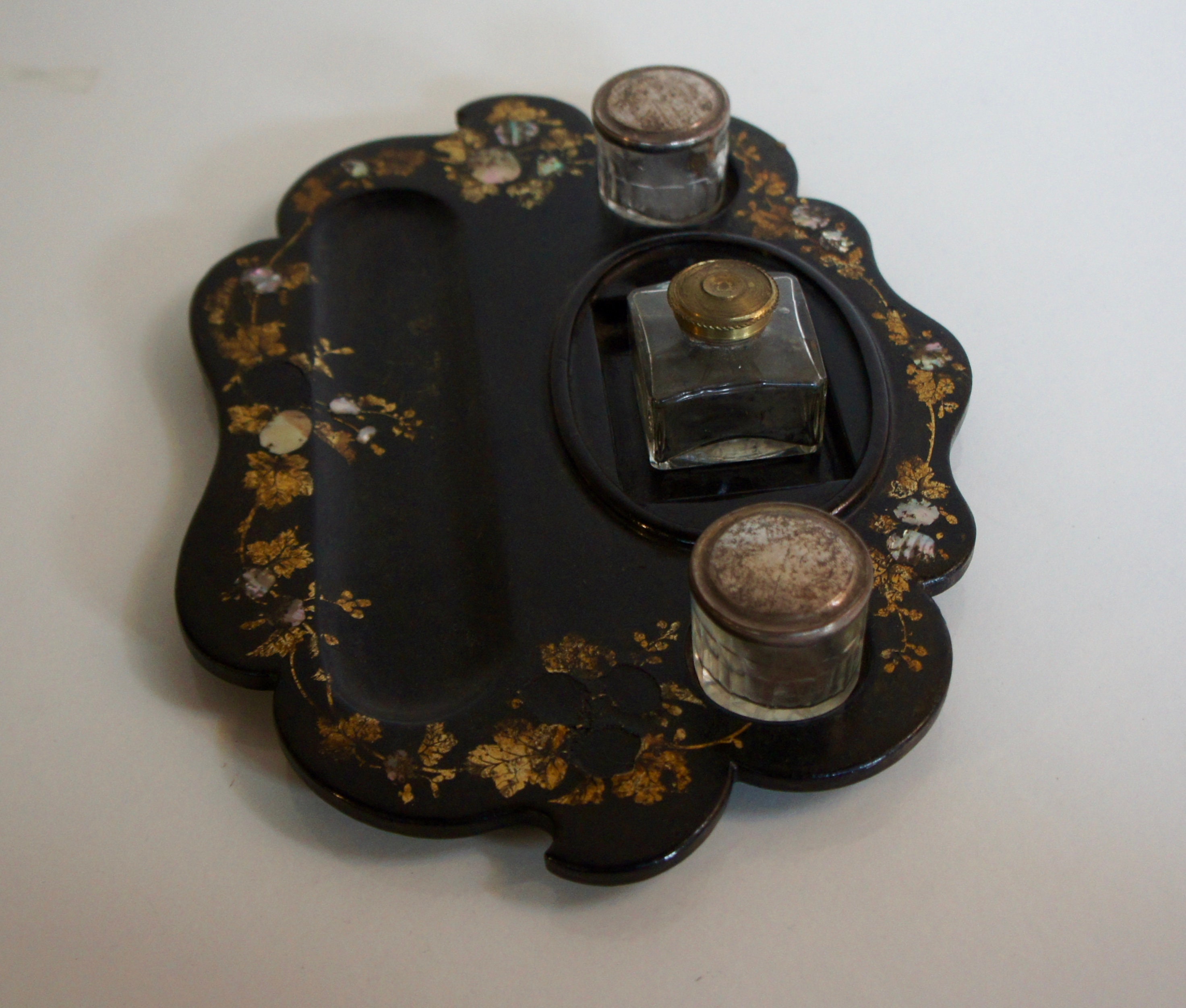 Beautiful, Antique, Victorian, Vintage, Black, Ink Stand, Desk Stand ...