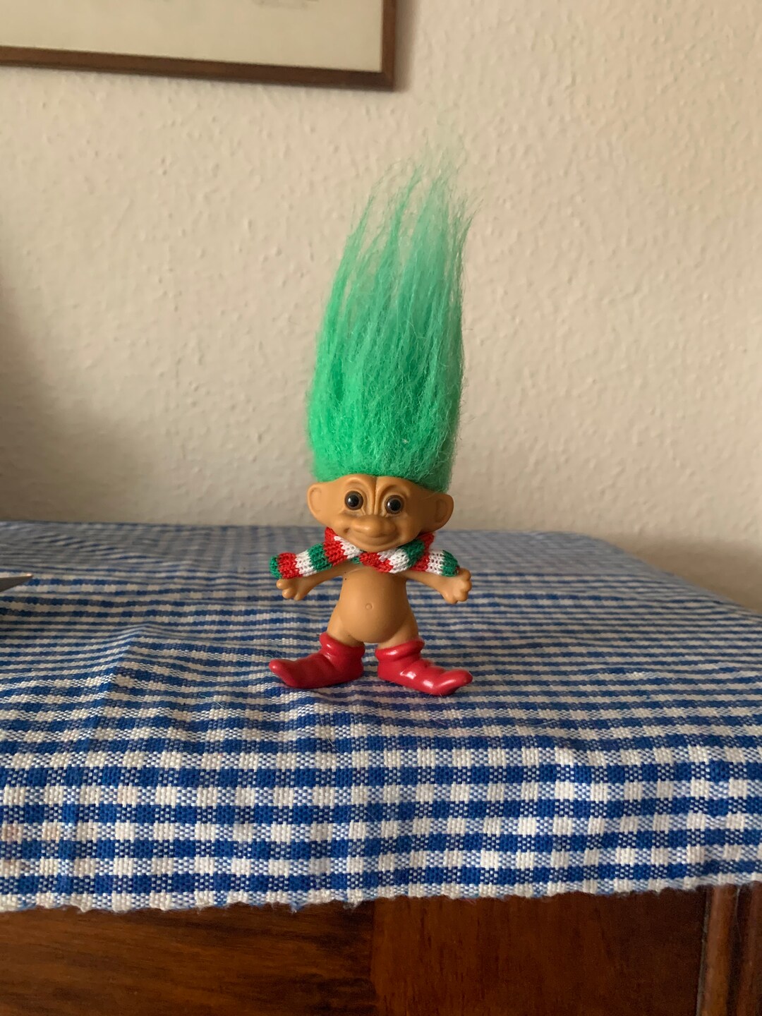 Vintage, Russ, Green Hair, Elf, Troll, Doll, Figure, In, Red Boots, Hat ...
