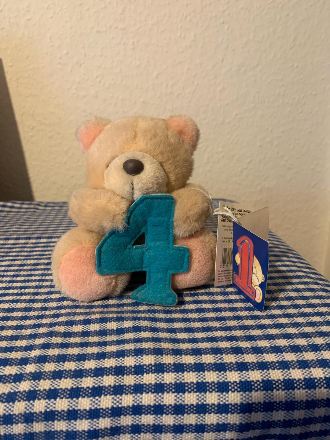 Vintage, Forever Friends, Small, Teddy Bear, Holding, Number 4, Soft ...