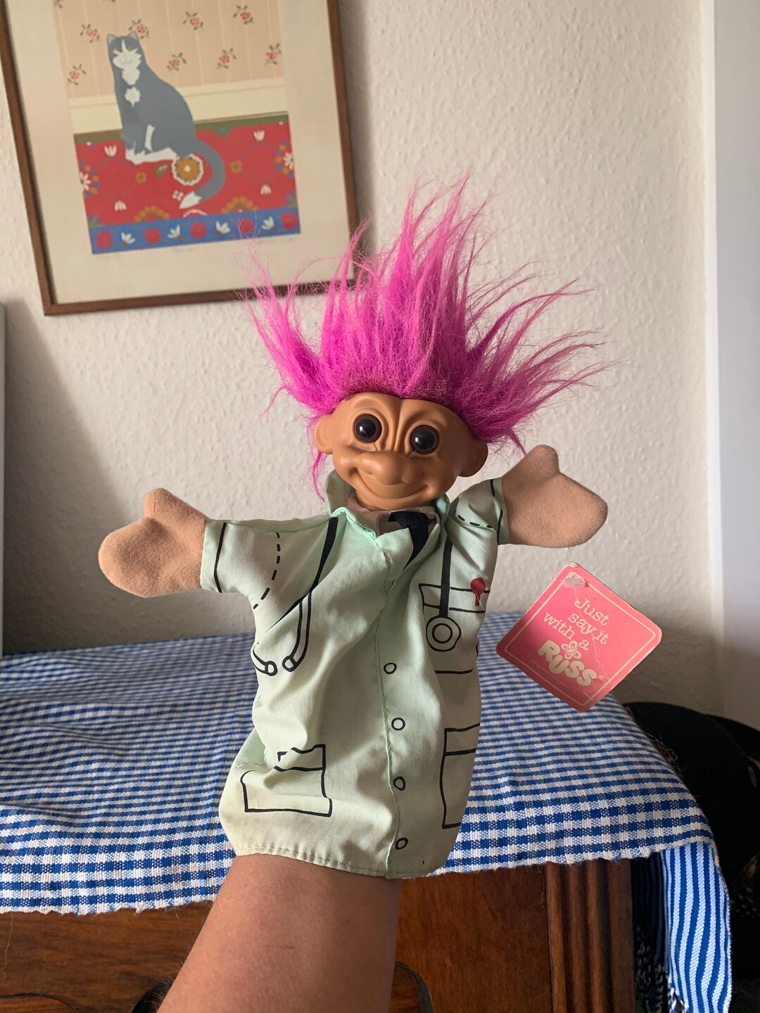 Vintage, Russ, Pink Hair, Troll, Doll, Hand, Puppet, Figure, In, Doctor ...