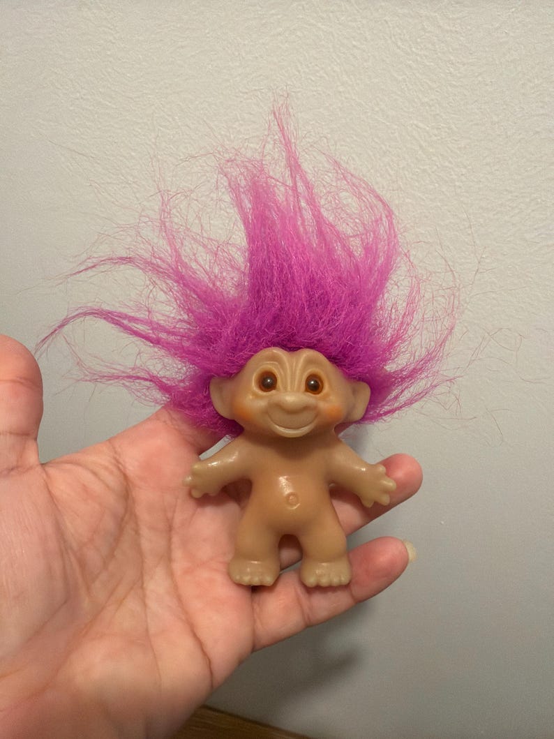 Vintage, 1986, 1980s, Small, DAM, Pink Hair, Troll, Doll, Figure, Retro ...