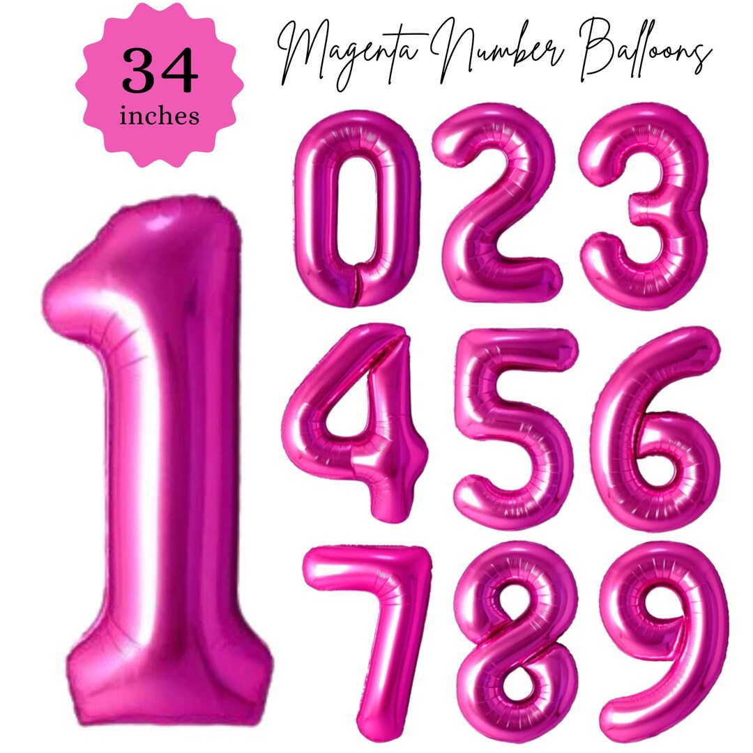Magenta Number Balloon: 34 Inch Party Decor - Etsy