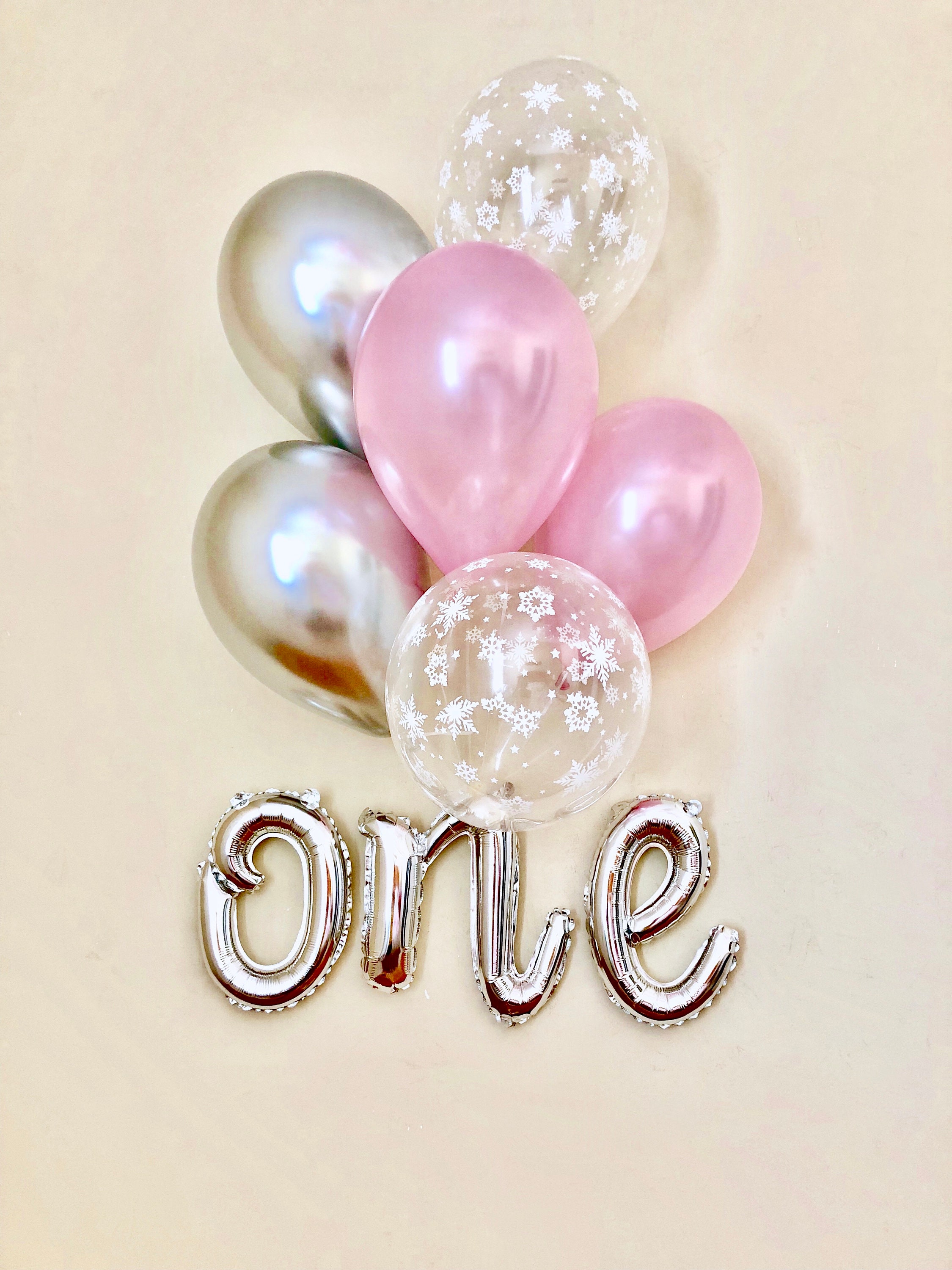 One Script Balloonone Balloonpink First Birthday Balloonwinter ...
