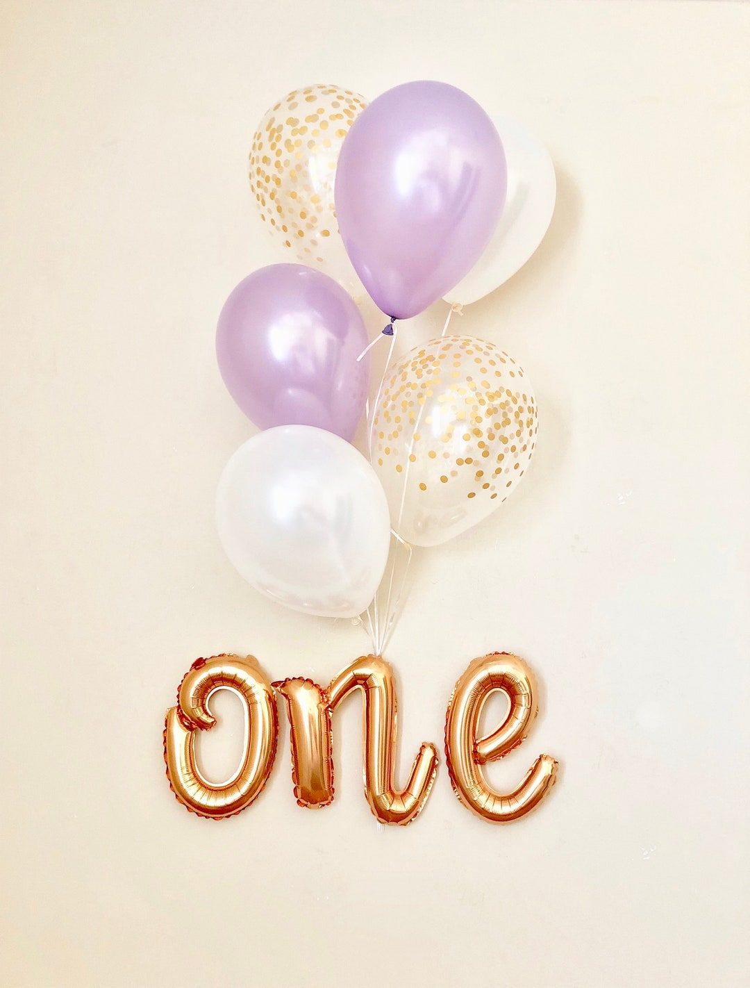 One Script Balloonone Balloonlavender & Gold First Birthday Balloon ...