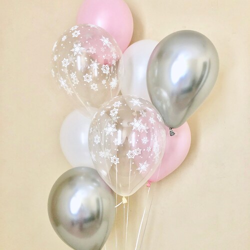 Pink and Silver Snowflake Balloonswinter Onederland First - Etsy