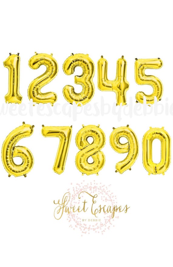 Gold Number Balloons~Choose Your Number Gold Balloons ~30, 40, 50, 60 ...