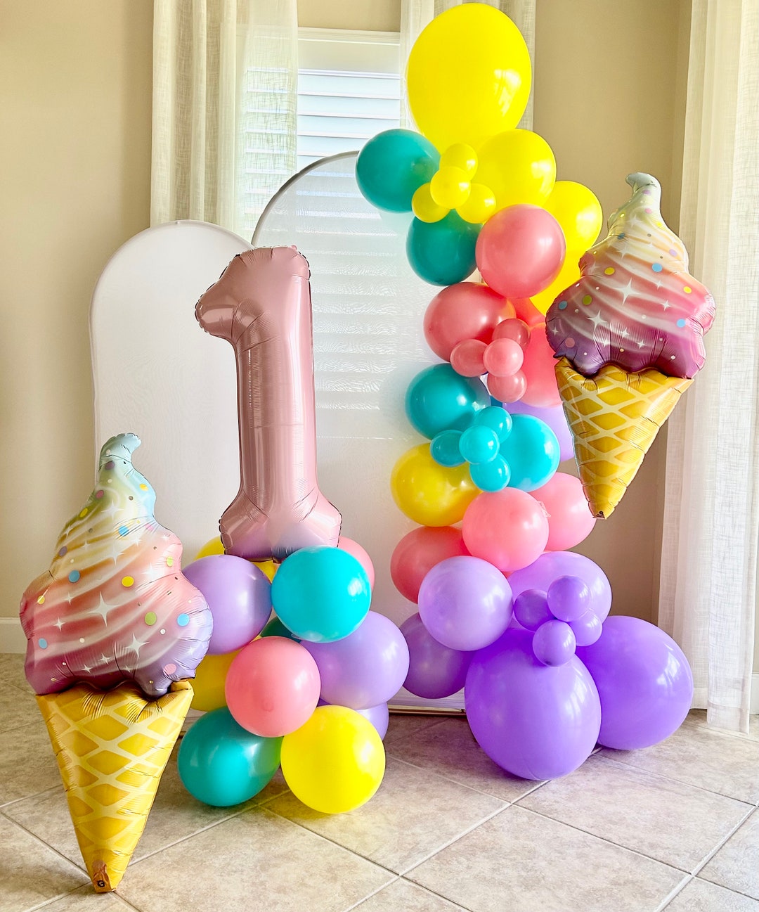 Sweet One Balloon Garland DIY Kitice Cream Balloonone is Sweetfirst ...