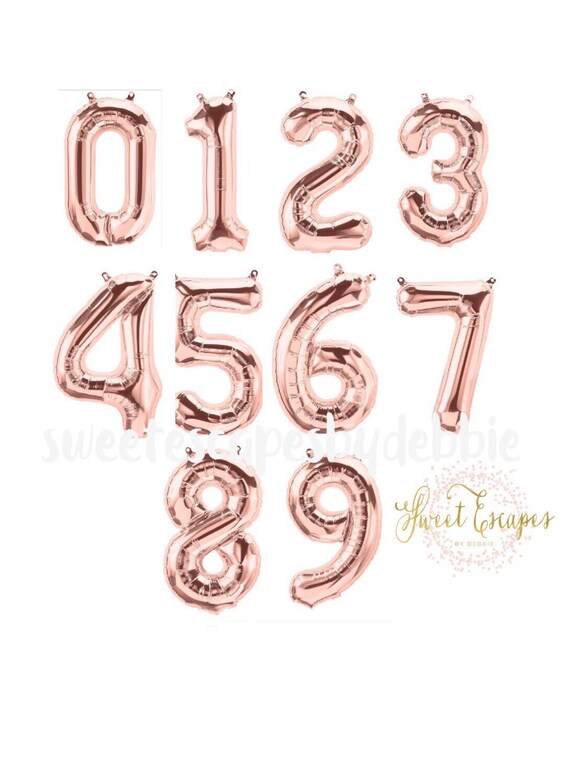 Rose Gold Number Balloons ~ Rose Gold Balloon Numbers ~ Age Rose Gold ...