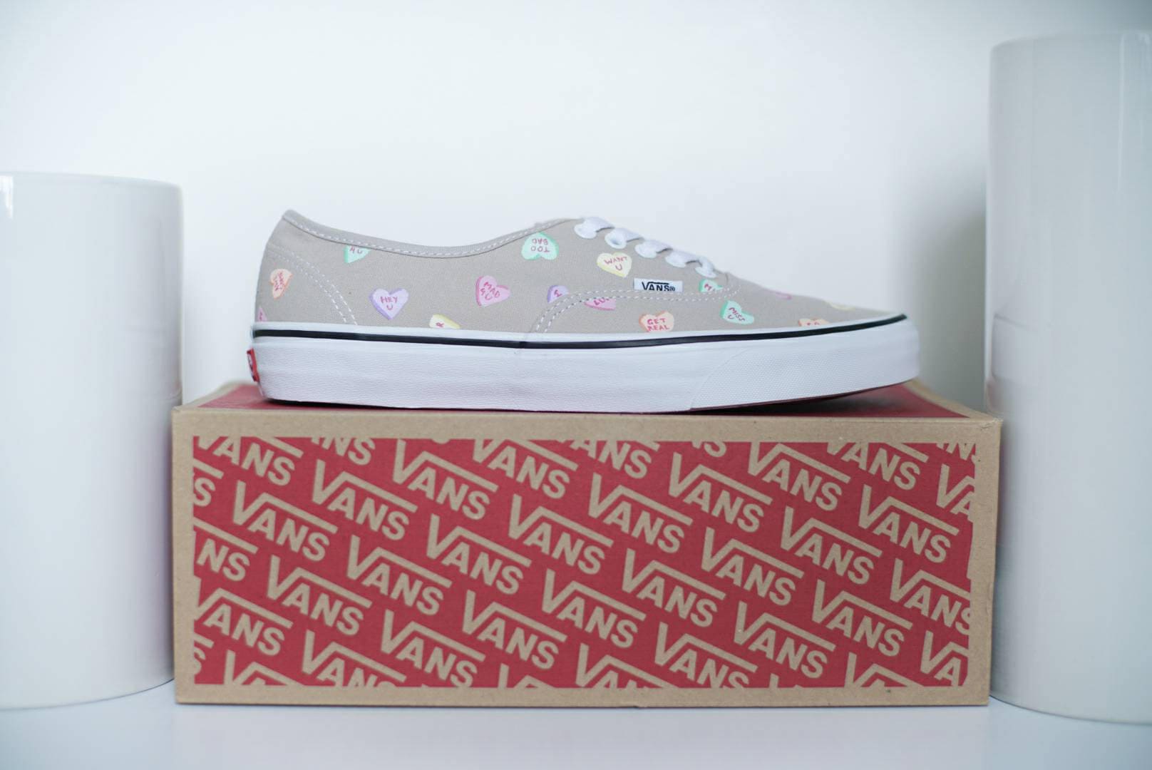 Conversation Hearts Valentine's Day (hand-painted Customs Vans Shoes ...