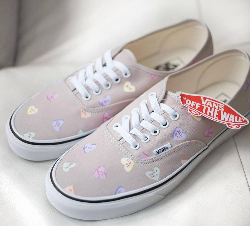 Conversation Hearts Valentine's Day (hand-painted Customs Vans Shoes ...