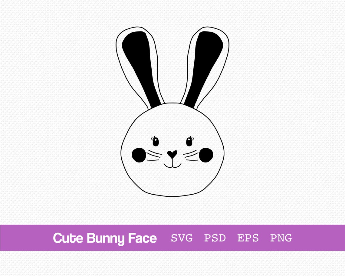 Bunny face svg cute bunny face clipart simple bunny face | Etsy