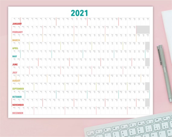 Printable 2021 Calendar 2021 Year Calendar Entire Year - Etsy