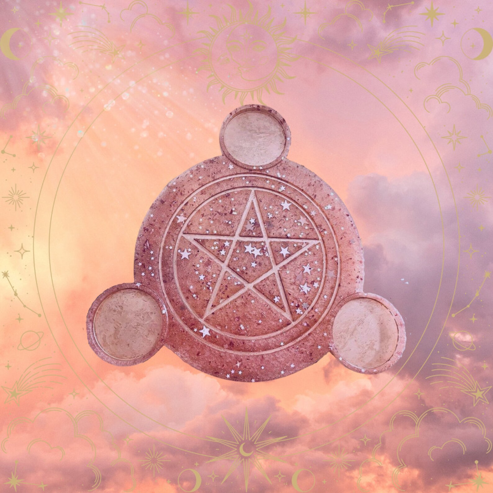 Shimmering Pink Pentagram Candlestick Tray - Etsy