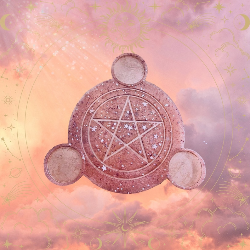 Shimmering Pink Pentagram Candlestick Tray - Etsy