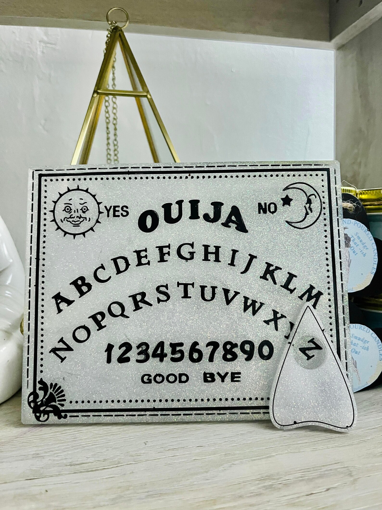 Ghostly Shimmer & Black Handmade Talking Spirit Board W/ - Etsy