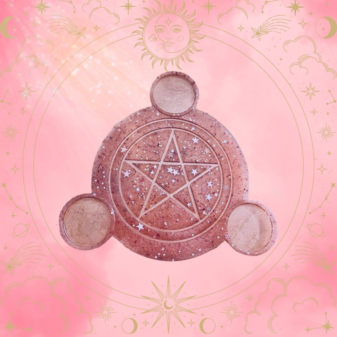 Shimmering Pink Pentagram Candlestick Tray - Etsy