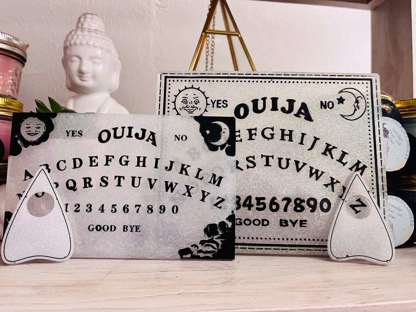 Ghostly Shimmer & Black Handmade Talking Spirit Board W/ - Etsy