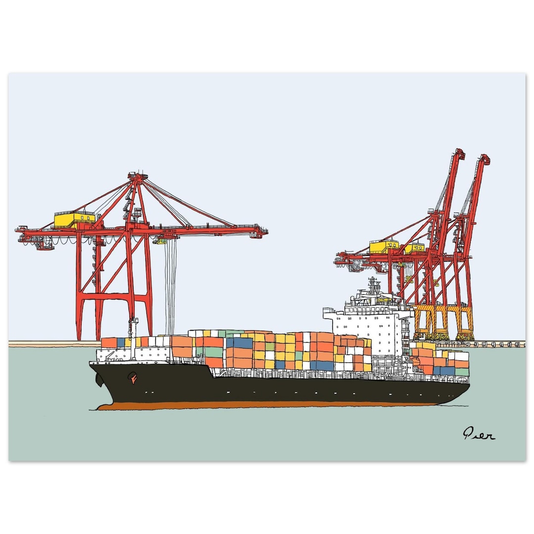 Fremantle Port Art Print | Shipping Container Illustration - Etsy Canada