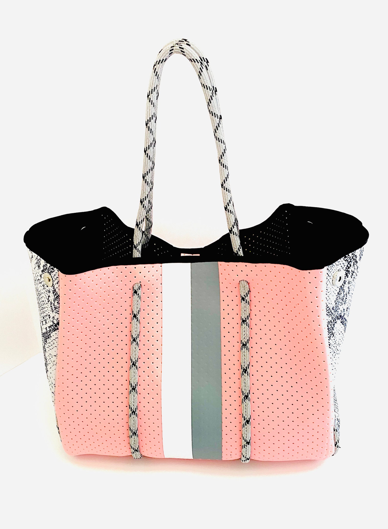 Neoprene Bag Neoprene Tote Bag Pink Snake Striped Neoprene Bag - Etsy
