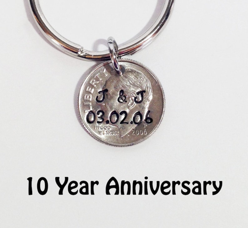 10 Year Anniversary Keychain, Custom Key Chain, Ten Year Anniversary ...
