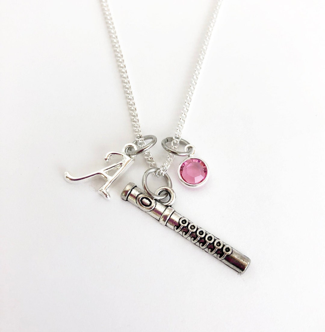 Flute Necklace, Flute Player Gifts Personalized, Silver Flute Charm ...