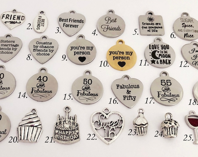 Add A Charm Friend Charms, Best Friend Birthday Charms, 50 & Fabulous ...