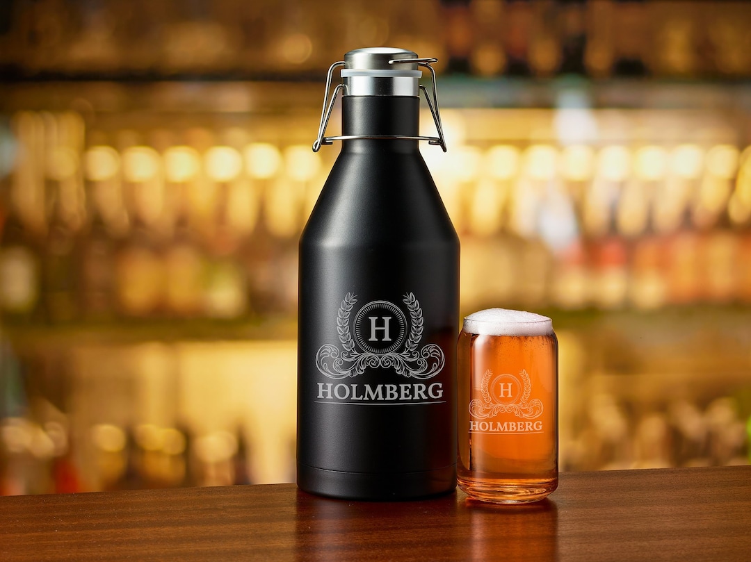 Beer Growler Set, Personalized 64oz. Growler, Engraved Stainless Steel ...