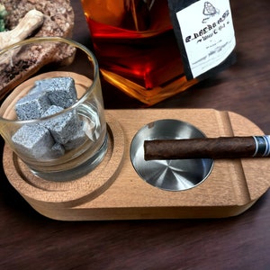 Custom Cigar Ashtray & Drink Coaster Combo | Wooden Ashtray | Bourbon ...