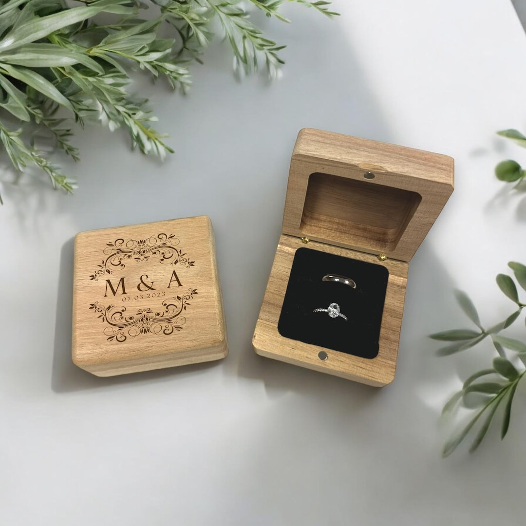 2 Ring Box | Double Slot Wedding Ring Box | Wooden Wedding Ring Box ...