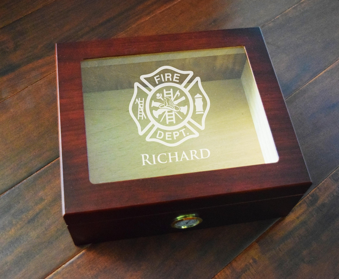 Firefighter Cigar Humidor | Fireman Humidor Box | Glasstop Humidor ...