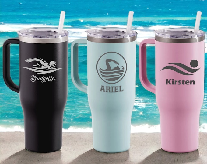 Engraved 40oz Stanley Style Quencher Tumbler Pool, Swimming, Float - Etsy