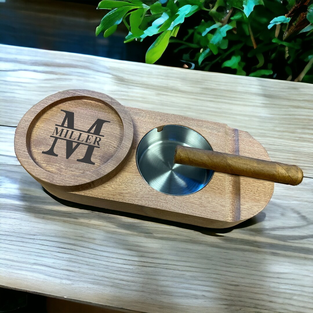 Custom Cigar Ashtray & Drink Coaster Combo | Wooden Ashtray | Bourbon ...