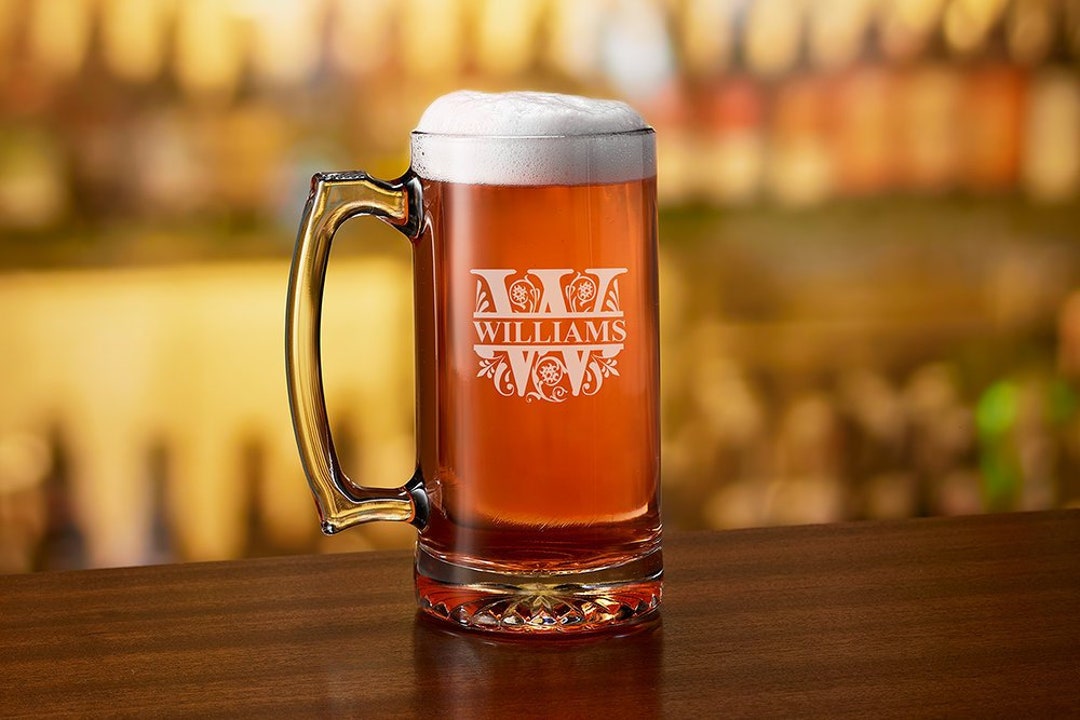 Engraved Beer Mug, Regal Split Letter, Monogrammed Beer Steins ...