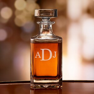 Engraved Decanter Set, Monogram Decanter Set, Whiskey Bourbon Decanter ...