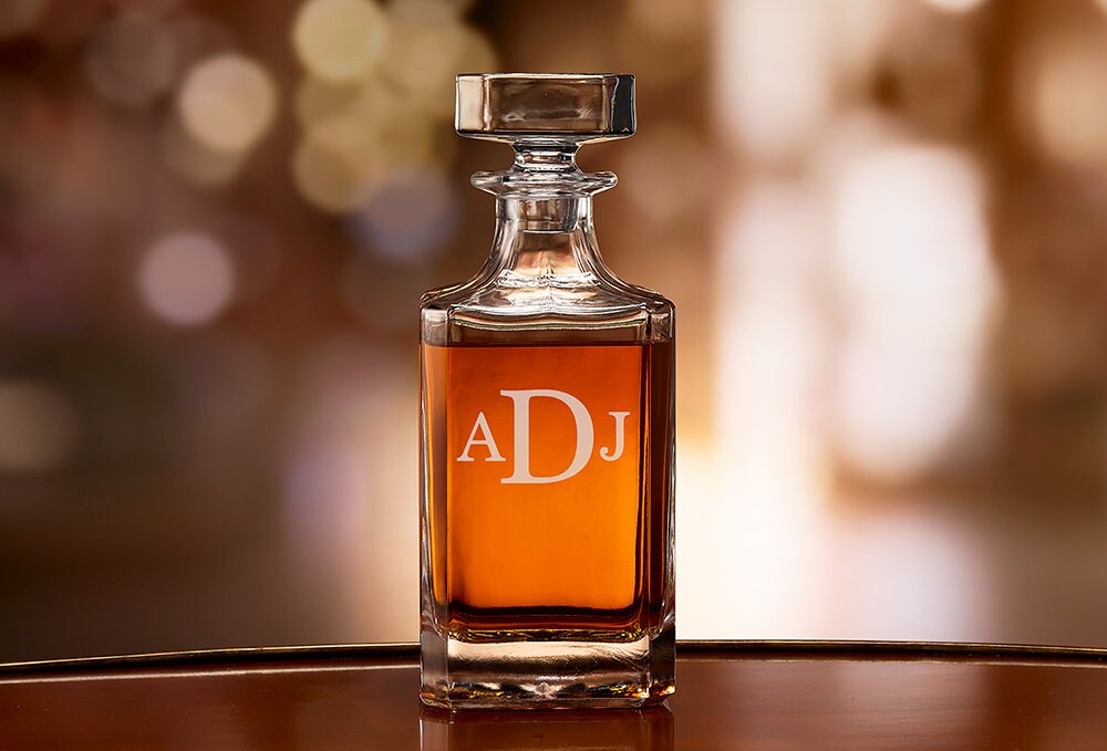 Engraved Decanter Set, Monogram Decanter Set, Whiskey Bourbon Decanter ...