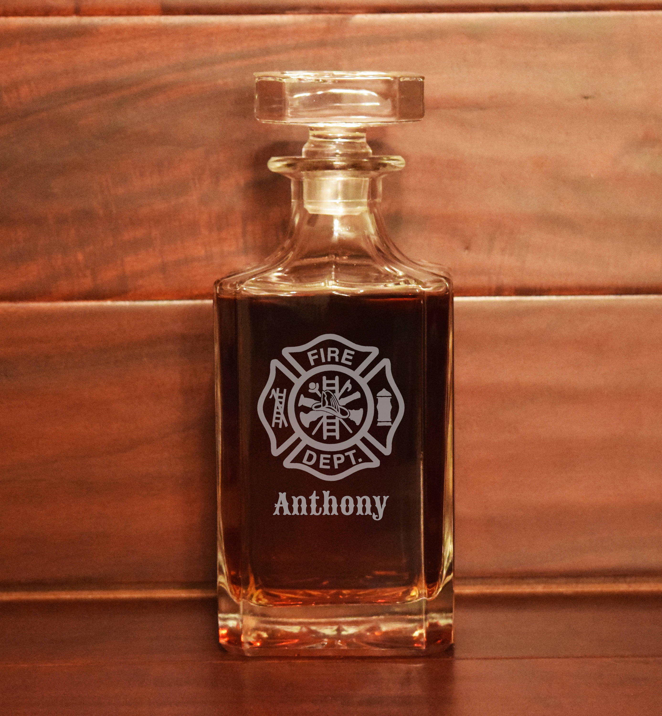 Firefighter Decanter Set Personalized Fireman Glass Set - Etsy
