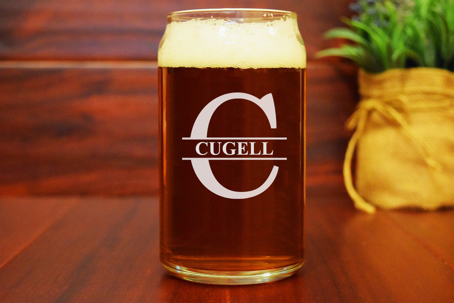 Monogram Beer Can Glass Initial Monogram Etched Groomsman | Etsy