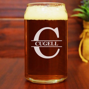 Monogram Beer Can Glass, Initial, Monogram, Etched Groomsman Glasses ...