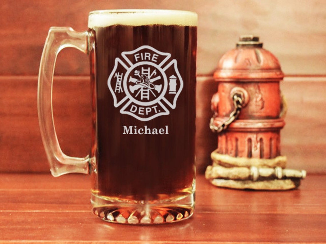 Fireman Beer Mug Firefighter Beer Stein Maltese Cross - Etsy