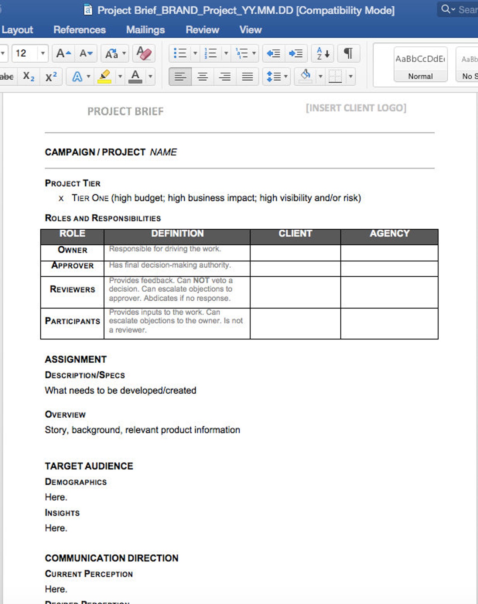Project Brief Template Word Project Brief Template Word