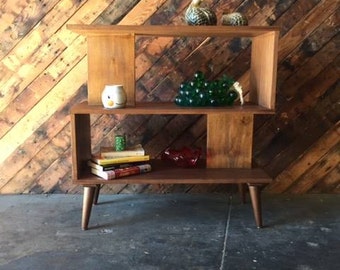 Mid Century Style Custom Walnut Bookcase Shelf Bar MADE TO | Etsy