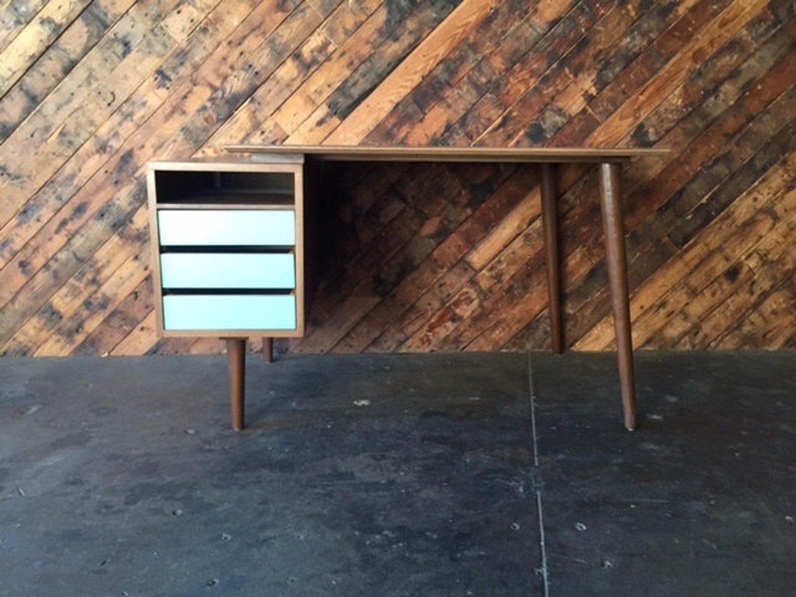 Mid Century Style Custom Walnut Desk | Etsy