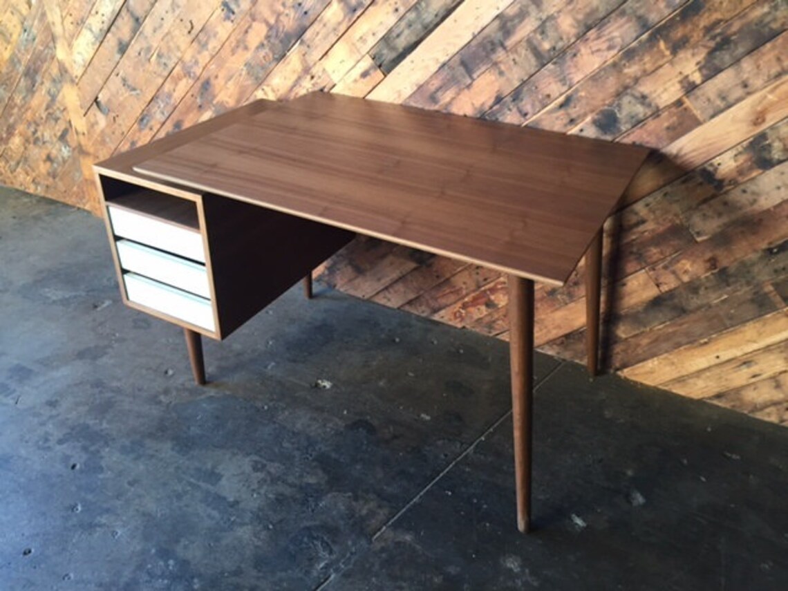 Mid Century Style Custom Walnut Desk | Etsy