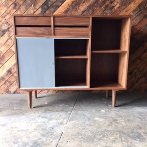 Mid Century Style Custom Walnut Bookcase Made to Order - Etsy