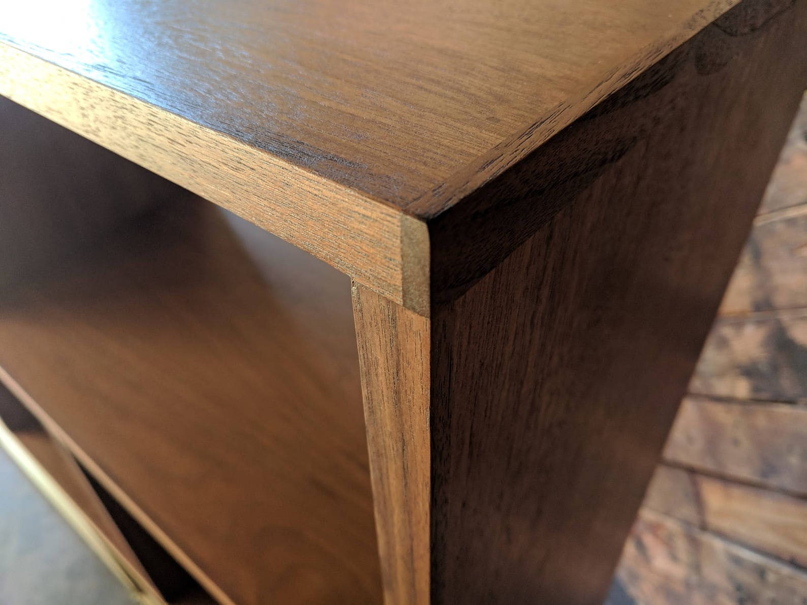 Custom Walnut Book/record Shelf With Brass Colored Metal Base | Etsy