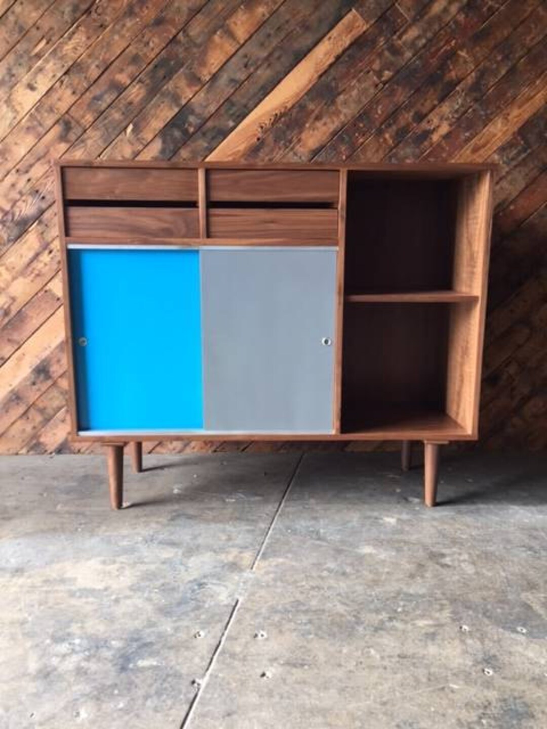 Mid Century Style Custom Walnut Bookcase - Made to Order - Etsy