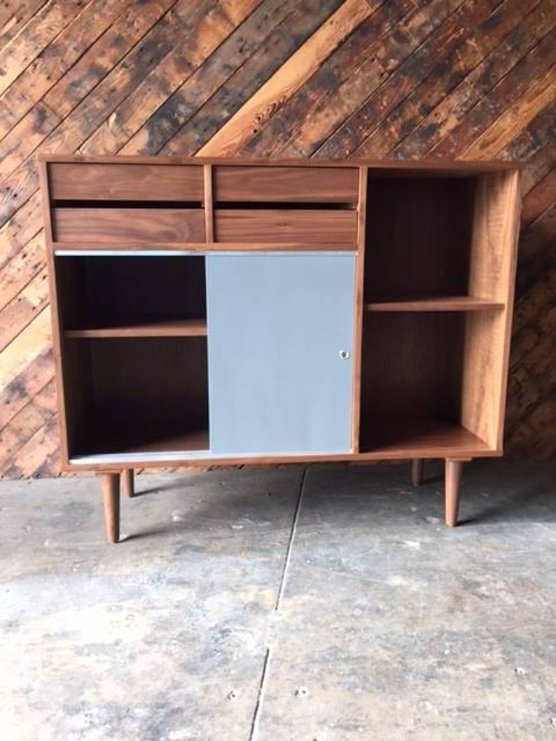 Mid Century Style Custom Walnut Bookcase Made to Order - Etsy